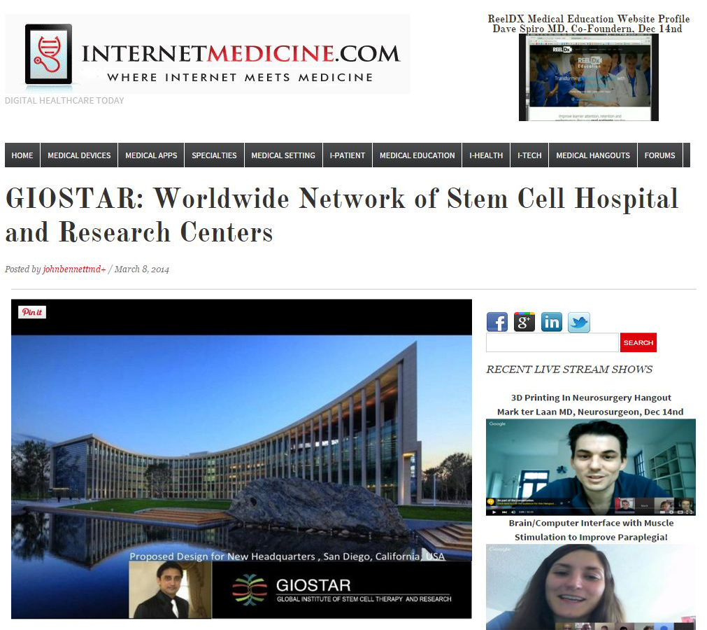 GIOSTAR: Worldwide Network of Stem Cell Hospital and Research Centers ...